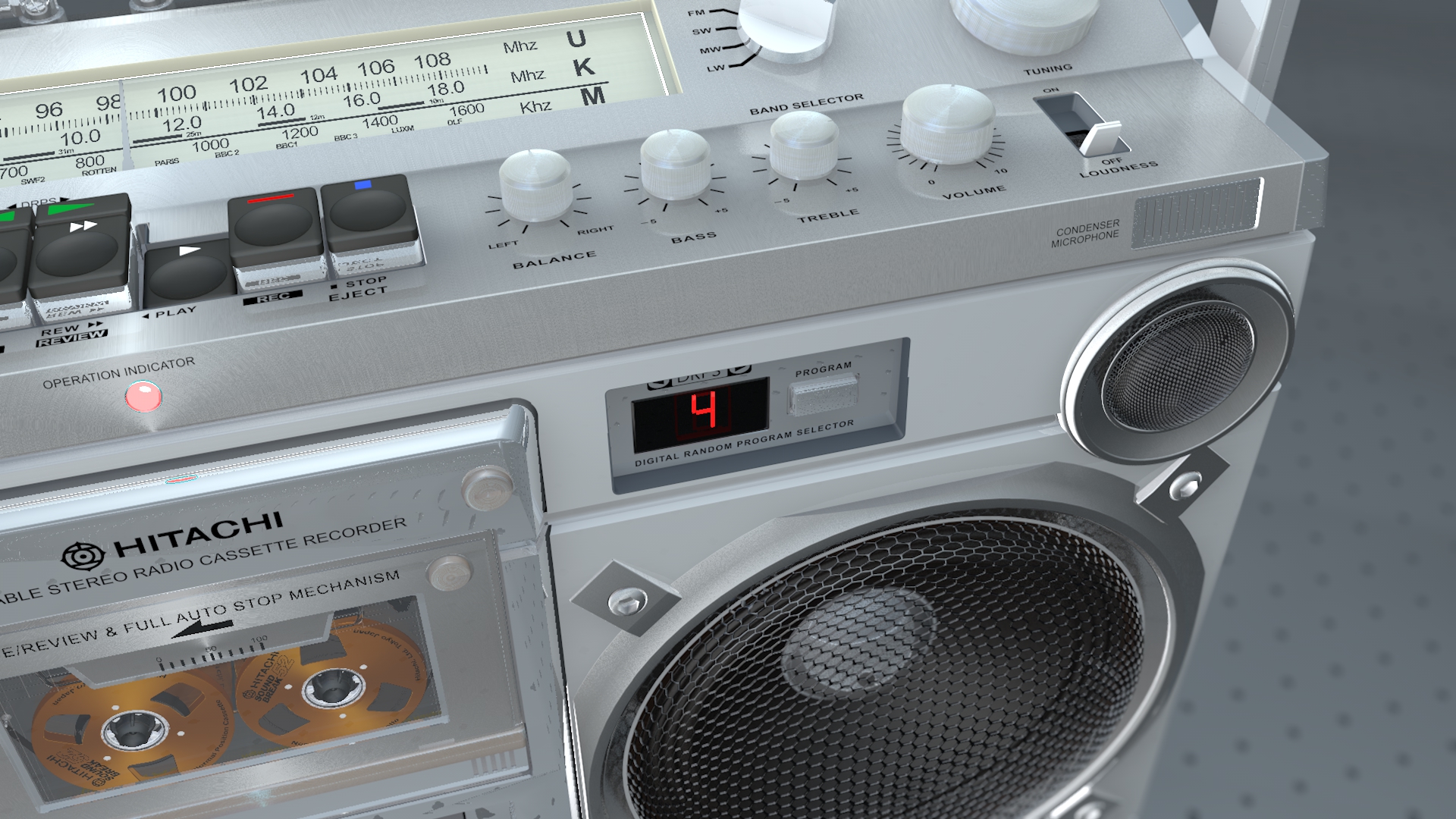 Realistic vintage Boombox Hitachi TRK 8180EM Guettoblaster (1979) by HumanGraphics